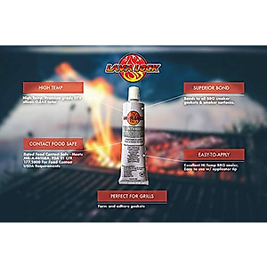 LavaLock® Food Safe BBQ Grade Adhesive Grill Smoker High Temp RTV Silicon - Clear 3 Ounce