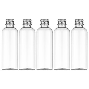 Tekson Travel Bottles 3.4 oz, Travel Size Containers for Shampoo, Empty Travel Mouthwash Bottles with Silvery Screw Cap (100ml, Clear)