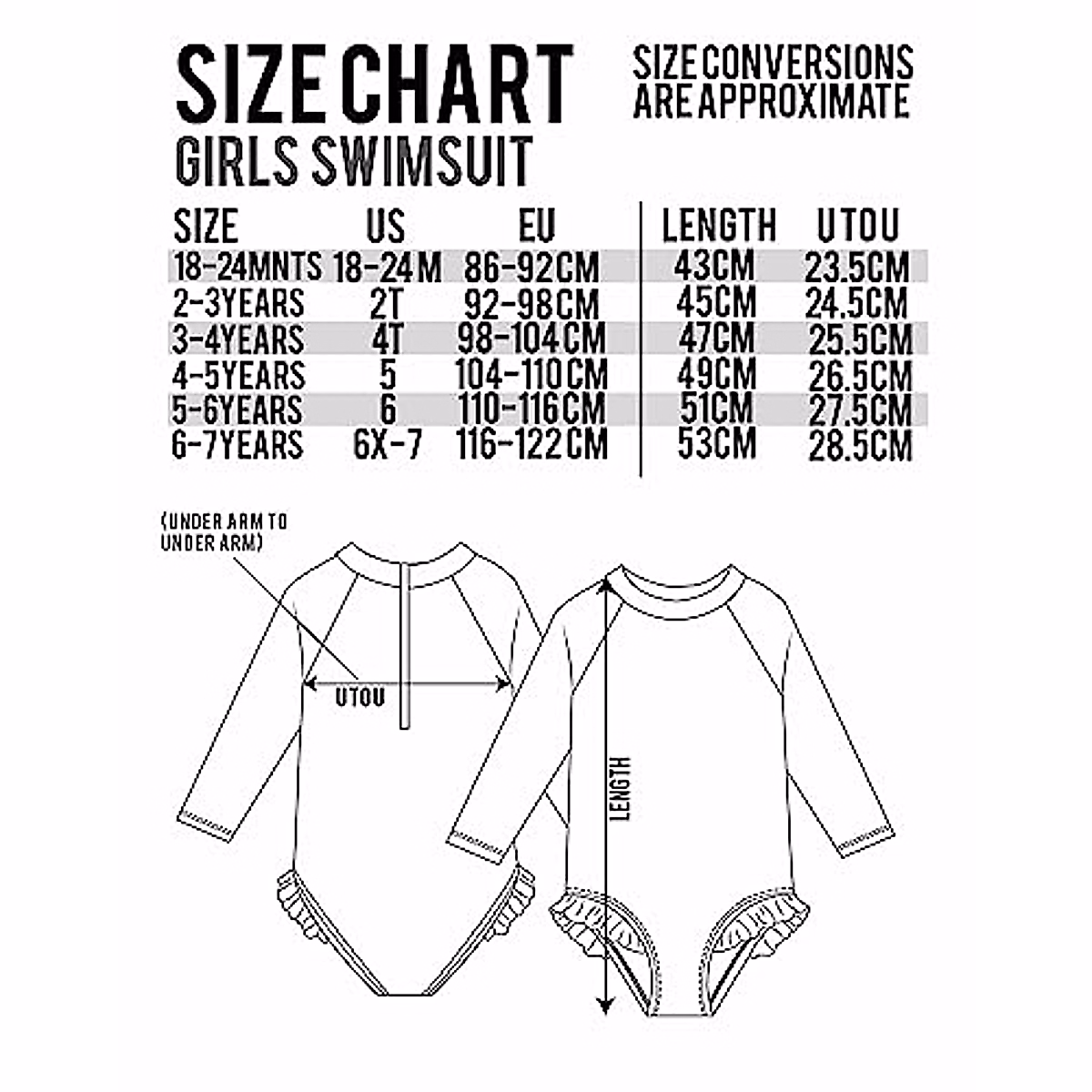 Bluey Girls Swimsuit | Baby Toddlers Blue Bingo Swimming Costume Long Sleeve with Frill