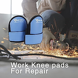 JMCUHYD Work Knee Pads For Men Construction - Soft Foam Leather Knee pad -Waterproof, Comfortable Extra Wide Strap -Anti Slip Knee Supporter Garden, Floor, Roof, Repair Work Kneepads for Adult