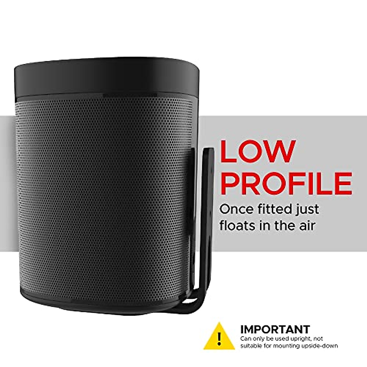 ONE, ONE SL & Play:1 Wall Mount Bracket, Black, Compatible with Sonos ONE, ONE SL & PLAY1 Speaker