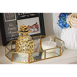 WONTHAI Pineapple Shaped Ceramic Jar - Cookie Candy Storage- for Home Bathroom or Office Table Decor- Gold