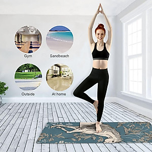 GOODOLD Horse Doodles Yoga Mat, 71 x 26 Inch Non-slip Yoga Mats Folding Travel Exercise Mat Indoor Outdoor Gym Pilates with Storage Bag for Women Men