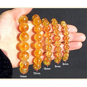 Muko Gemstone 10mm Natural Citrine Quartz Yellow Crystal Round Beads Bracelet Crystal Women Men AAAAA
