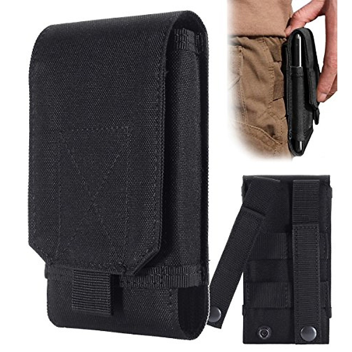 Urvoix Black Army Camo Molle Bag for Mobile Phone Belt Pouch Holster Cover Case Size L