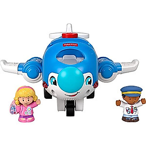 Fisher-Price Little People Musical Toddler Toy Travel Together Airplane with Lights Sounds & 2 Figures for Ages 1+ Years, Blue