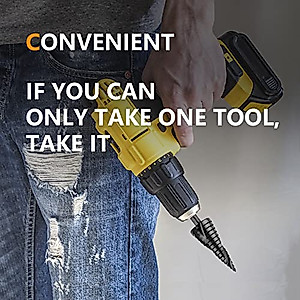 3PCS HSS Step Cone Drill Bit Set High Speed Steel Titanium Coated Hole Cutter Toll Set with Hex Shank Metric for Plastic Wood Metal Aluminum Copper (4-12mm, 4-20mm and 4-32 mm)