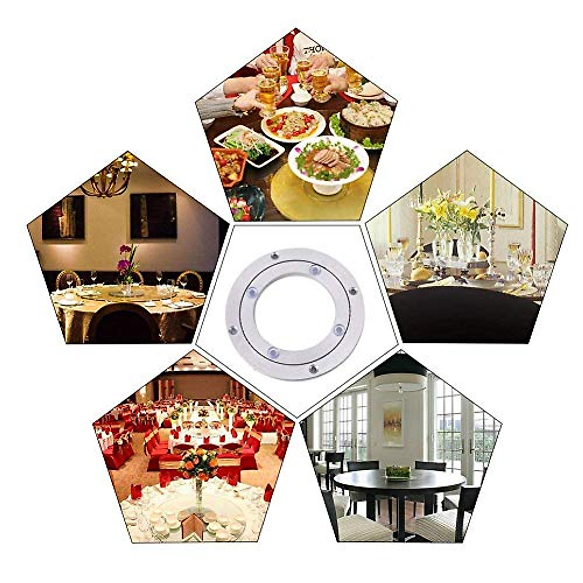 Heavy Duty Aluminium Alloy Rotating Bearing Turntable Round Dining Table Smooth Swivel Plate (Size:6Inch)