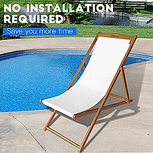 Beach Sling Chairs Set of 2 Outdoor Folding Portable Beach Chairs with Solid Wooden Frame and Polyester Canvas Reclining Adjustable Patio Lounge Chair for Yard Pool Balcony Garden