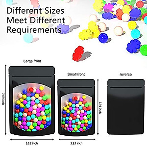 100 Pieces Resealable Bags, POWOBEST Smell Proof Bag Foil Pouch Bag with Clear Window for Daily Life or Party Supplies，Storage Bags，packaging，Food Storage Bag (Black-5.91x3.93 Inch)