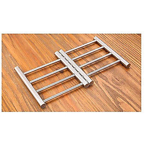 Leoyoubei 8x9 Metal expands Trivet Wite from 9" to 15" Multi-Purpose Spoon Rest and Kitchen Table mats Shrink Pads Non-Sliding hot pad and Pot Holder (Silver x 2)