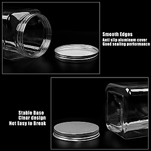 Lainrrew Plastic Storage Jars,6 Pack 47.5 OZ Large Capacity Containers Food Storage Containers Square Plastic Jars with Lids for Kitchen, Crafts, Stackable Food-Safe Storage, BPA-Free