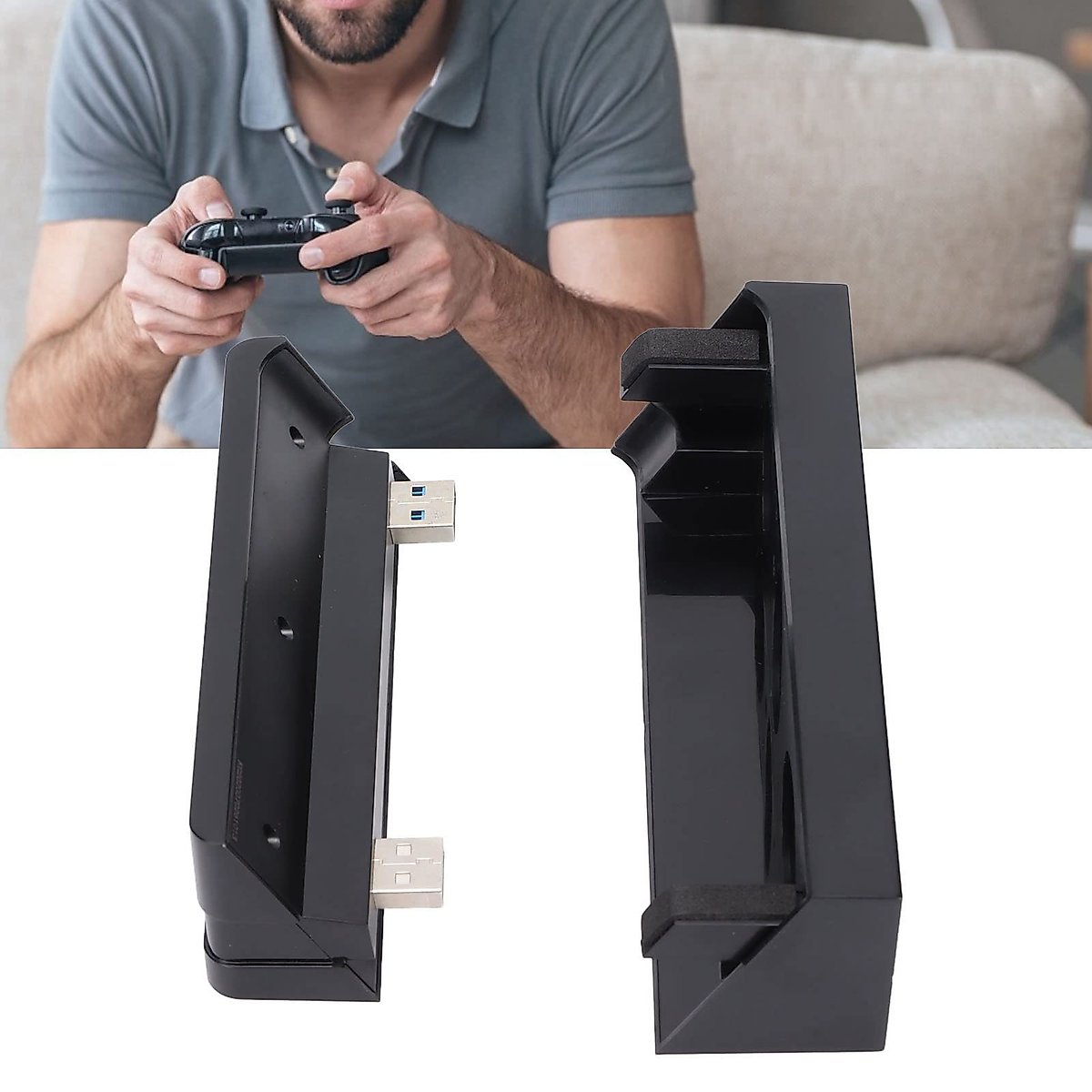 Kafuty-1 Cooling Fan and USB Hub Combination Kit for PS4 Slim Console System,4-Port USB 3.0 Adapter Splitter,Automatic Temperature Sensor Controlled Cooler,for Playstation 4 Slim