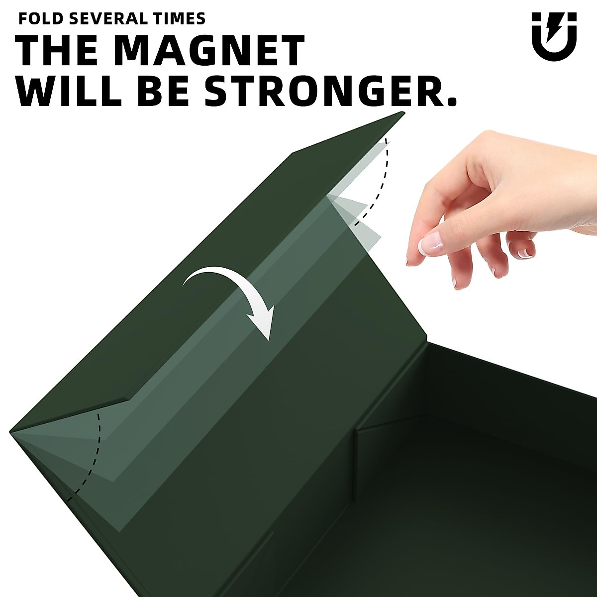 Gift Box with Lids, 11.5 x 8.5 x 2.3 In Magnetic Closure Collapsible Gift Boxes for wraps gifts of T-Shirts, Gloves, Scarves, Candy, Baby Clothes, Jewelry, Books, Comes with a Ribbon(Forest green)