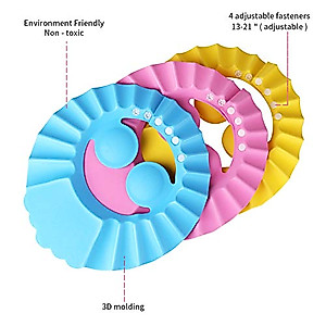 Lamoutor 6Pcs Baby Shower Cap Baby Shampoo Cap Bath Visor Hat Adjustable Baby Hair Washing Shield Hat for Toddler and Children (Pink, Blue and Yellow)
