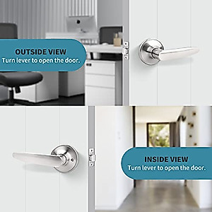 Gaurqiah Passage Door Handle, Passage Function Door Lever,Reversible Door Lever for Hallway or Closet,Satin Nickel Finish