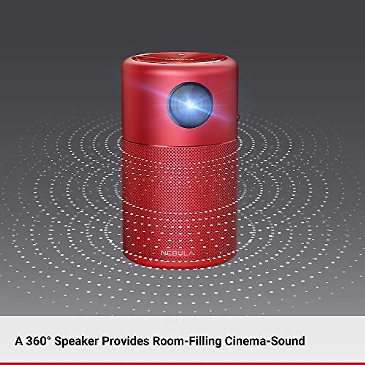 Anker Nebula Capsule Smart Wi-Fi Mini Projector，Red, 100 ANSI Lumen Portable Projector，with Capsule Series Adjustable Tripod Stand