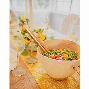 Kasih Co-op Large Suar Wood Salad Bowl Made of One Solid Wood 12" x 10" x 7"