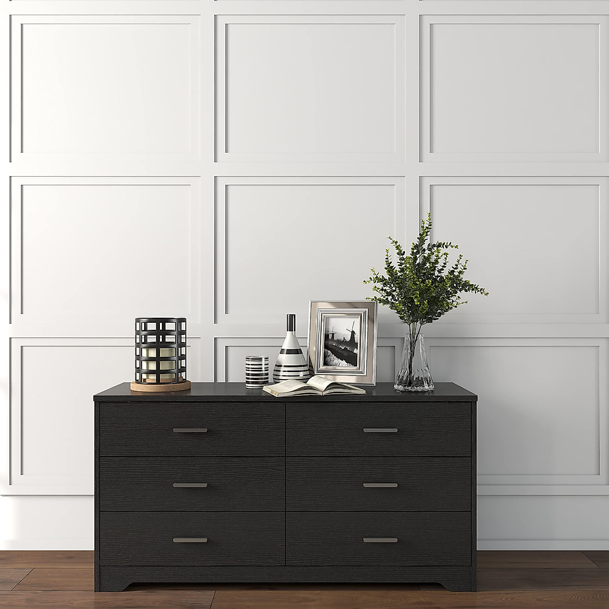 Panana Dresser for Bedroom with 5/6 Drawers, Wooden Chest of Drawers, Storage Organizer Unit Dressers for Bedroom, Living Room, Hallway, Nursery (Black, 6 Drawer)