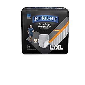 Medline - FIT23MLXL FitRight Incontinence Underwear For Men, Disposable Underwear with Heavy Absorbency, Large/XL, 20 Count