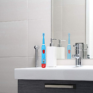 OJV 8630 Kids Sonic Electric Toothbrushes for Children Kids, 6 Modes 2-Min Timer, 6 Brush Heads, USB Rechargeable Power Smart Toothbrush for Girls Oral-Care Age 3-16 with Wall Mounted Holder (Blue)