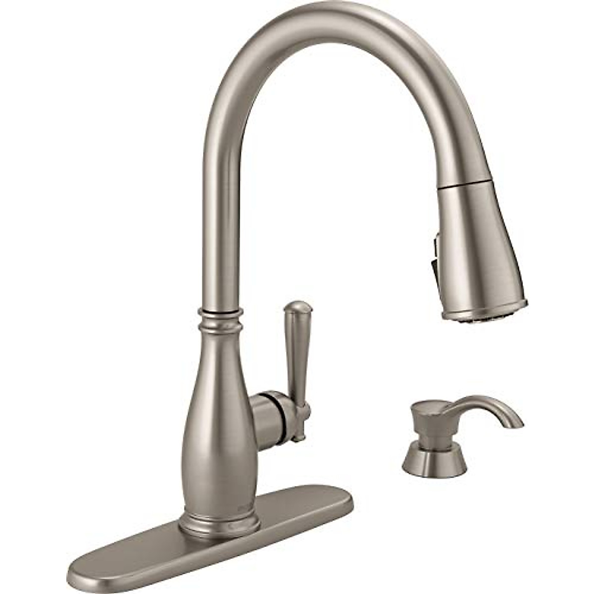 DELTA FAUCET CO 19962-SSSD-DST Stainless Steel Single Pul Kitchen Faucet with Soap Dispenser