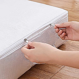 2-Pack Under Bed Storage Containers 58L Foldable PVC Bag Large Capacity Storage Containers with Strong Zipper, 3 Reinforced Handles, Low Profile Underbed Storage Bins for Clothes, Blankets, Shoes