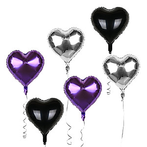 Mefuny 18PCS Purple Black Silver Heart Shaped Balloons 18" Mylar Balloons for Birthday Wedding Graduations Party Decorations