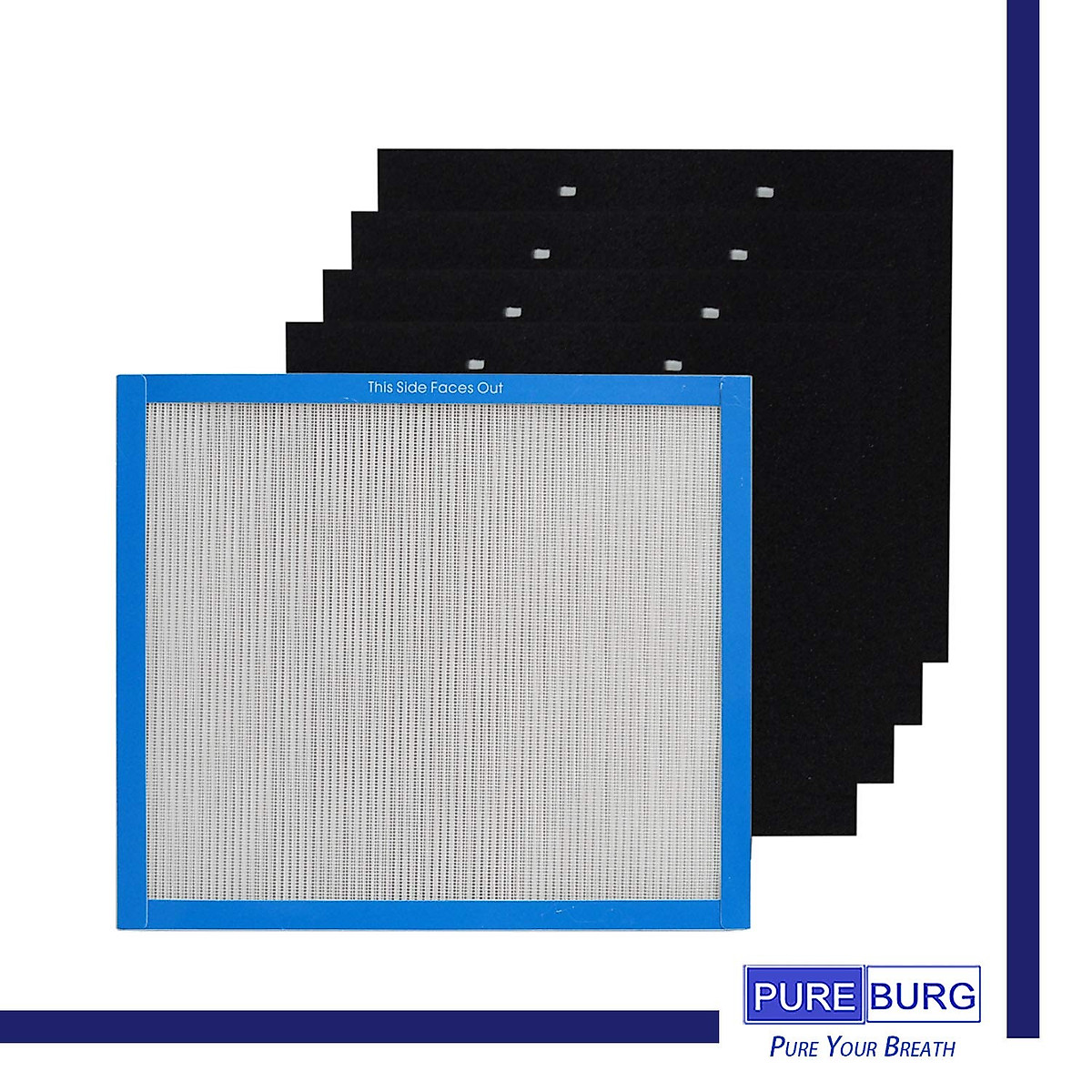 PUREBURG Replacement True HEPA Filter Kit Compatible with HoMedics Total Clean AF-10 AP-15 AR-10 Air Purifiers, Part Number AF-10FL AP-15CRF AF-15,H13 Activated carbon Air Clean Dust VOCs, 1+4