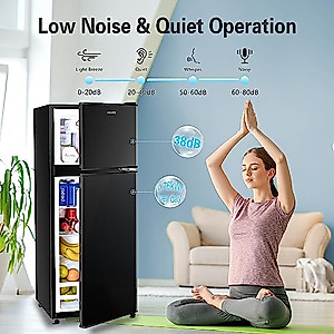 Anukis Compact Refrigerator 4.0 Cu Ft 2 Door Mini Fridge with Freezer For Apartment, Dorm, Office, Family, Basement, Garage, Black