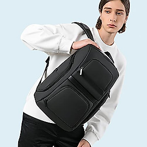 BANGE Trendy Laptop Backpack for Men Women Smart Fashion Casual Durable 15.6 Inch Polyester Bag with USB Port Anti Theft Waterproof 20L 1.37 KG W Business Travels Office Colleges Schools (Black)