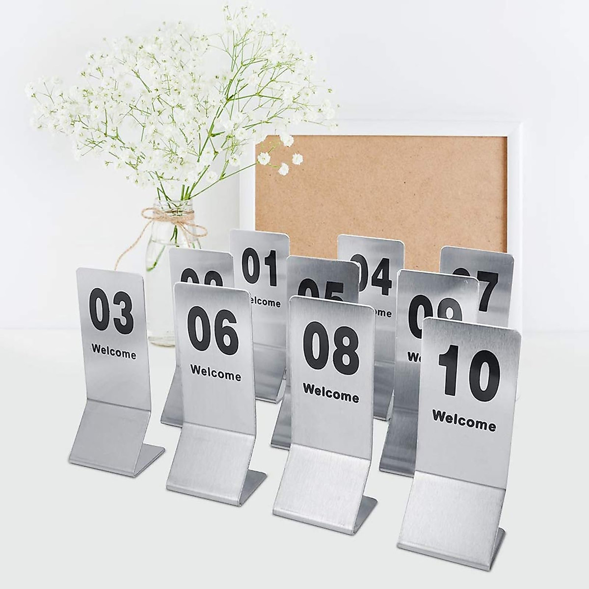 Stainless Steel Table Numbers Cards Signs, Double-Side Table Numbers 1-10/20/30/50/100, For Restaurants, Weddings, Bars, Table Top Reserved Digital Sign, Place Cards For Weddings (Size : 1-50)