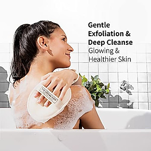 The Loofah Shop Bath Loofah Sponge, Exfoliating Body Scrubber, Shower Luffa for Men, Women and Kids Made of Eco-Friendly Natural Egyptian Loofah with Cotton Travel Pouch, 7" x 5.25" (1pack 2pcs)