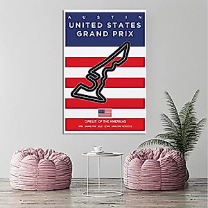 JOEDSE F1 Racetrack Poster F1 Austin Race Track Canvas Wall Art for Bedroom Living Room Home Decor Pattern Office Artwork,Unframe:12x18inchs(30x45cm)