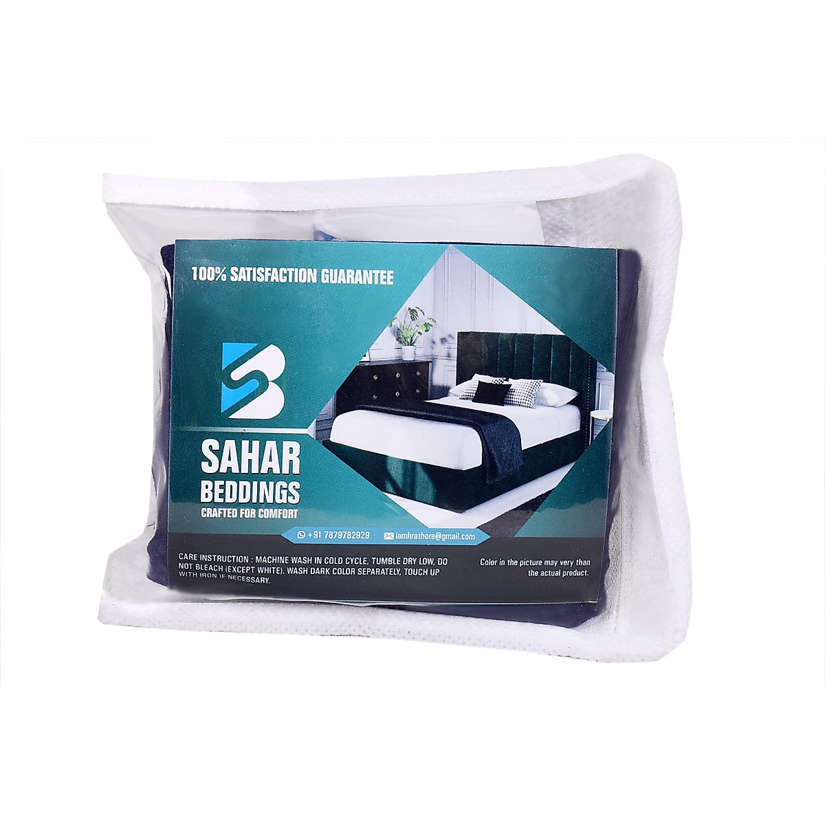 Saharbeddings Travel Pillow Case Cover 12 X 16 Inch Size Envelope Closure Set of 2 Piece Soft and Breathable 100% Egyptian Cotton (Toddler Travel Pillow Cover 12 X 16, Navy Blue)