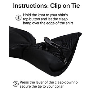 boxed-gifts Clip on Ties for Men - Premium Black Solid Color Clip on Tie
