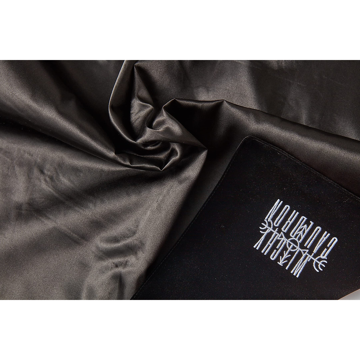 Witchy Cauldron Pentacle Velvet Tarot Bag, Black Cloth Purse 8" 5" Embroidery Pentagram (Cloth+Deck)