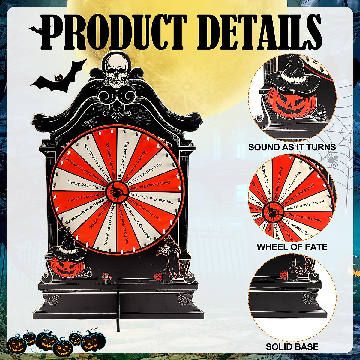 Poen Halloween Games for Adults Fortune Wheel Board Game Halloween Party Game Spinner Wheel Fortune Decor for Adults Carnival Party Game Casino Tabletop Supplies