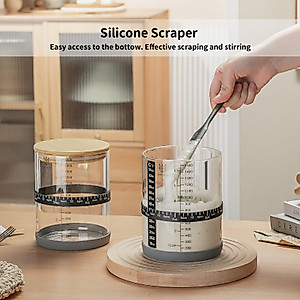 Sourdough Starter Jar,50oz Wide-Mouth with Non-slip silicone rubber Bottom Sourdough Starter Kit,Date Marked Feeding Band, Thermometer, Cloth Cover & Bamboo Lid, Reusable Sourdough Bread Baking