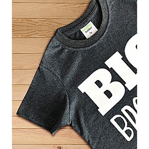 Big Brother Little Brother Shirts Matching Outfits Sibling Gifts Baby Set (Charcoal Black, Kids (3Y) / Baby (1-3M))