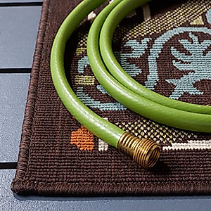 SAFAVIEH Veranda Collection 6'7" x 9'6" Chocolate / Aqua VER055 Modern Indoor/ Outdoor Non-Shedding Easy-Cleaning Patio Backyard Porch Deck Mudroom Area Rug