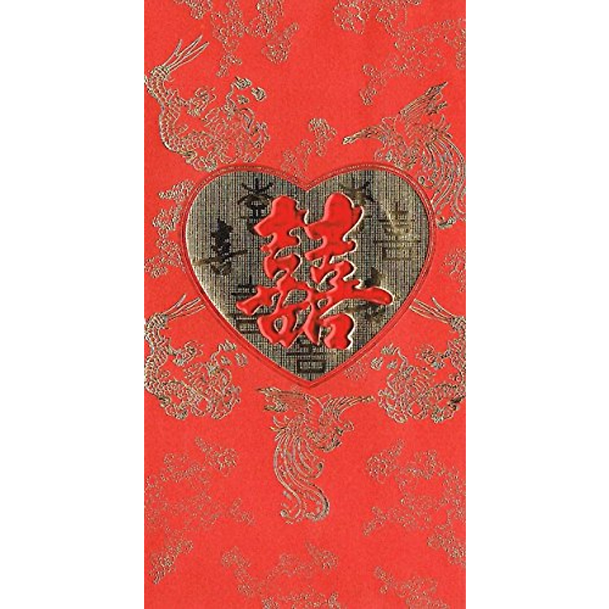 Chinese Red Envelopes "Double Happiness" - Red with Dragons (Pack of 4)