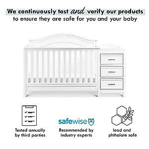 DaVinci Charlie 4-in-1 Convertible Crib and Changer Combo in White