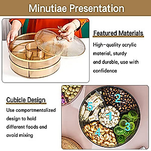 Acrylic Snack Serving Tray,Stackable Divided Serving Tray with lid,Large Capacity Divided Serving Tray,Household Compartment Serving Tray with lid,Suitable for Nuts,Candies,Cookies