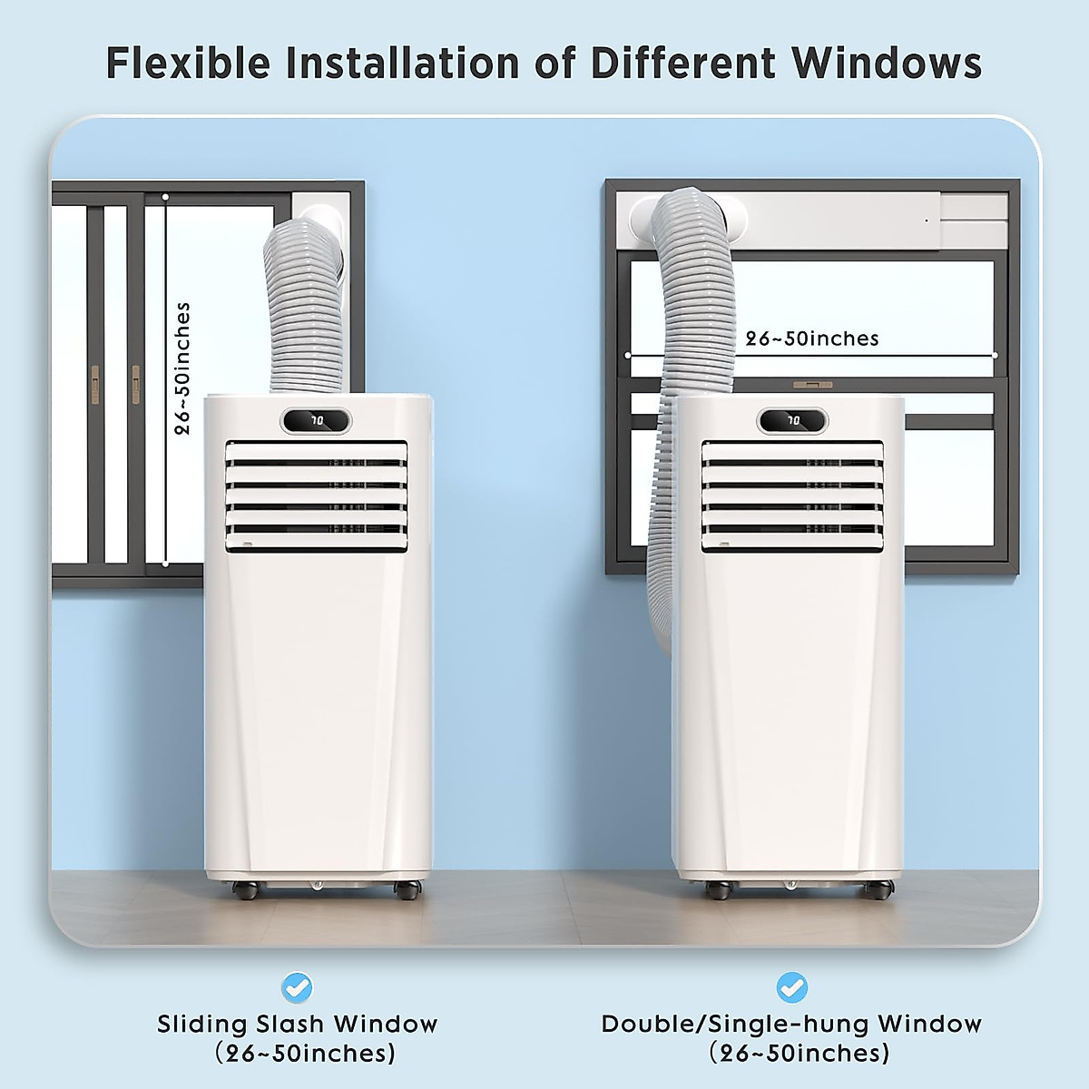 ZAFRO 8,000 BTU Portable Air Conditioners Cools up to 350 Sq.ft, Portable AC Unit Built-in Cool, Dehumidifier, Fan Modes, Room Air Conditioner with Remote/Installation Kits, White