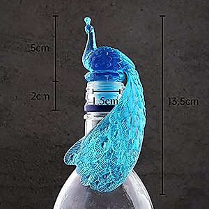 Wine Stoppers for Wine bottles, Silicone Peacock Wine Bottle Stopper cute, Beverage Bottle Stoppers funny, Wine Outlet Cap, Bottle Cover. (Blue)