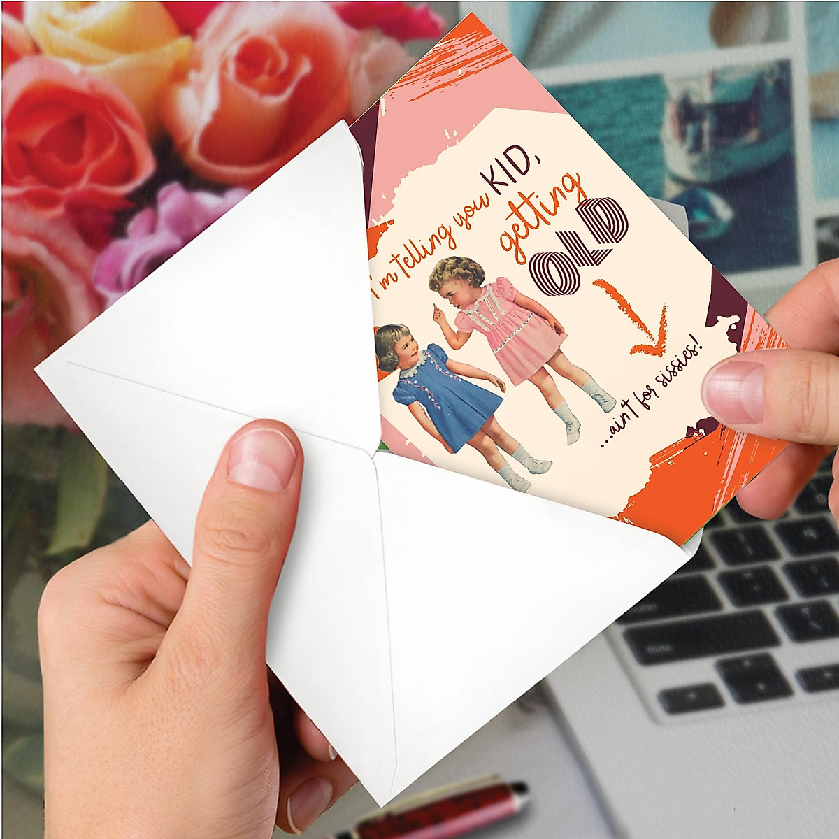 NobleWorks - 1 Sassy Happy Birthday Card Funny - Hilarious Grown-Up Card for Women, Wife, Stationery Humor - Ain't for Sissies C7017BDB