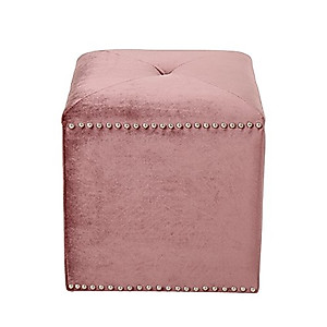 Christopher Knight Home Allen Glam Velvet Ottoman, Blush