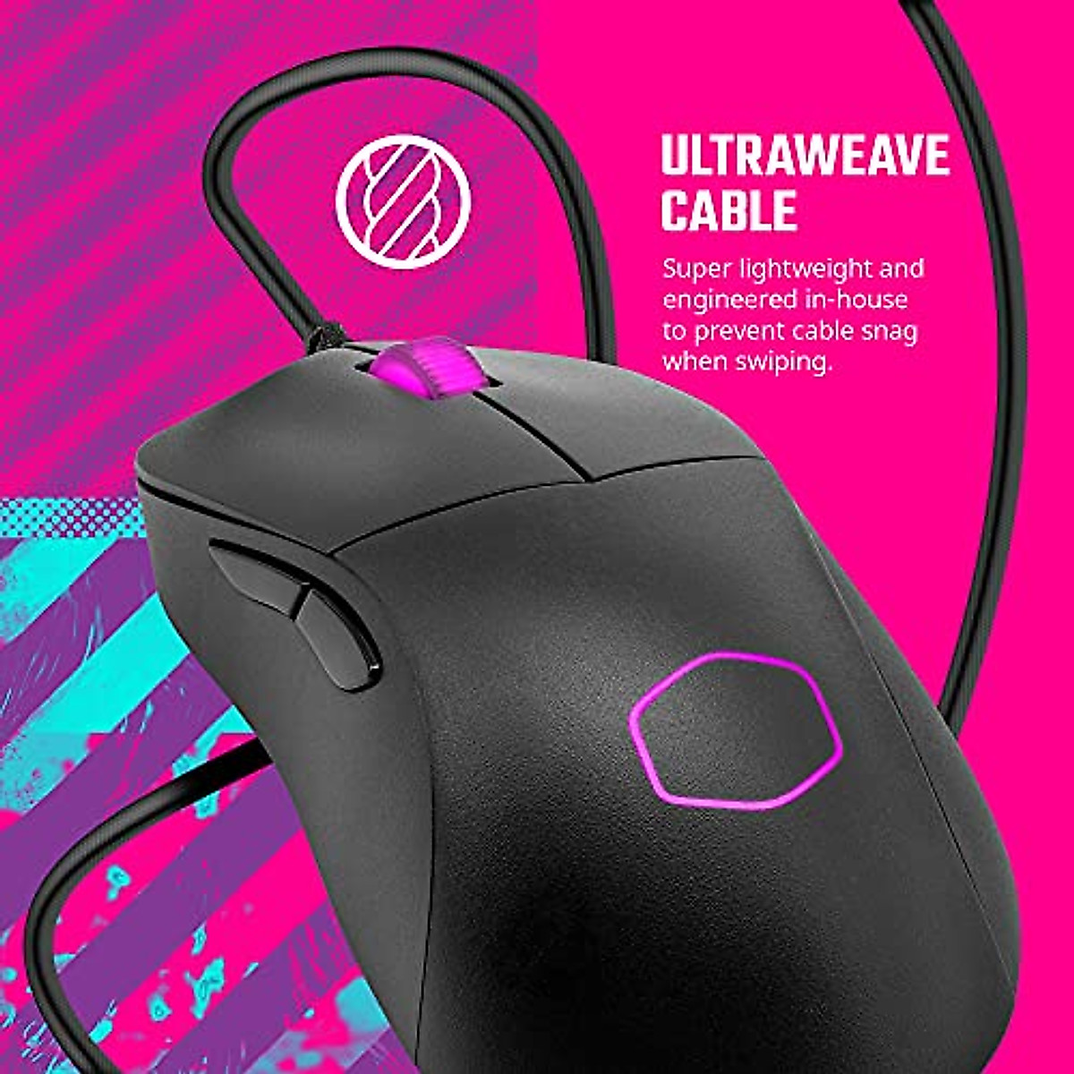 Cooler Master MM730 Wire Gaming Mouse Black, Adjustable 16,000 DPI, Palm|Claw Grip, PixArt Optical Sensor, Ultraweave Cable, PTFE Feet, RGB Lighting (MM-730-KKOL1)
