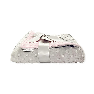 MEG ORIGINAL Minky Dot Baby Girl Blanket, Pink and Gray, 384